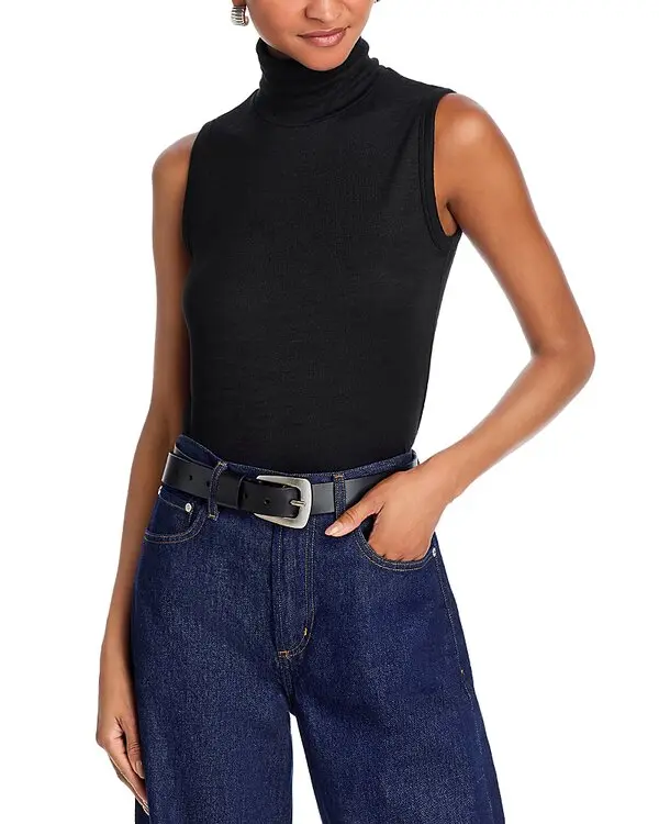 Rag & Bone The Knit Turtleneck Tank Top - Black