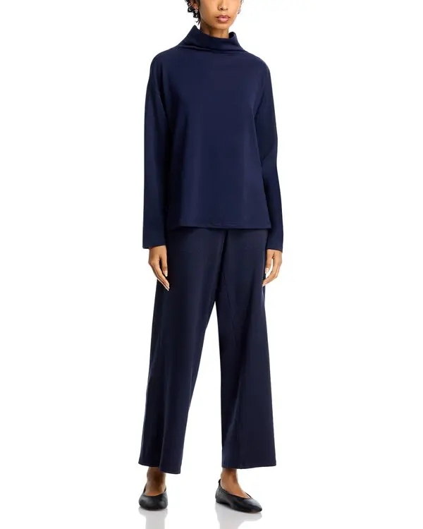 Eileen Fisher Brushed Terry Funnel Neck Box Top