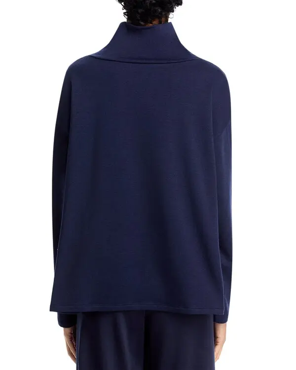 Eileen Fisher Brushed Terry Funnel Neck Box Top