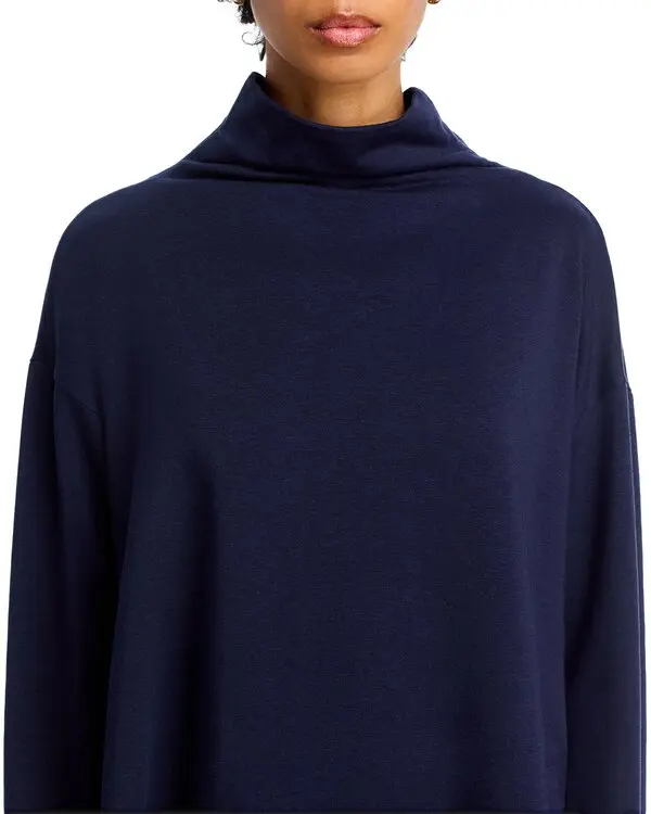 Eileen Fisher Brushed Terry Funnel Neck Box Top