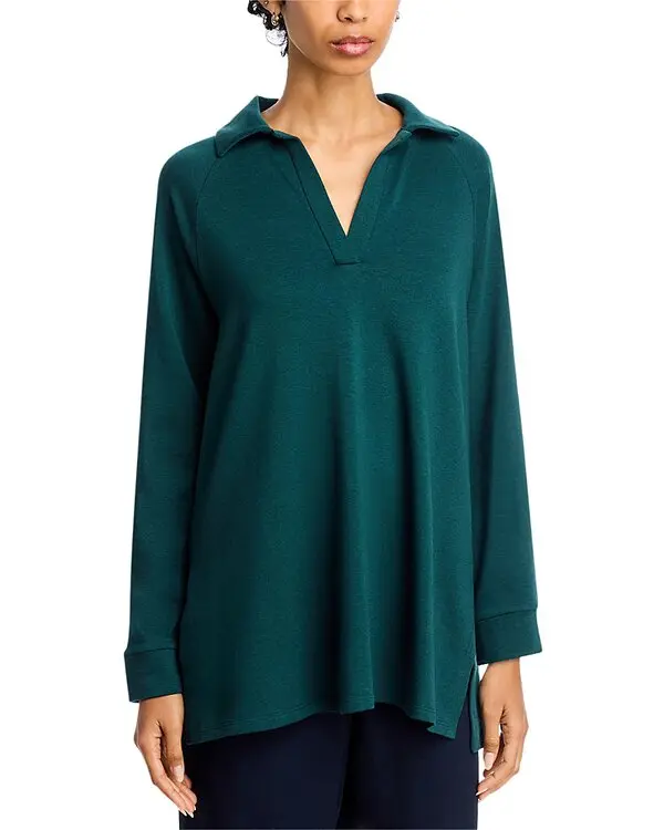 Eileen Fisher Cozy Brushed Terry Henley Long Top