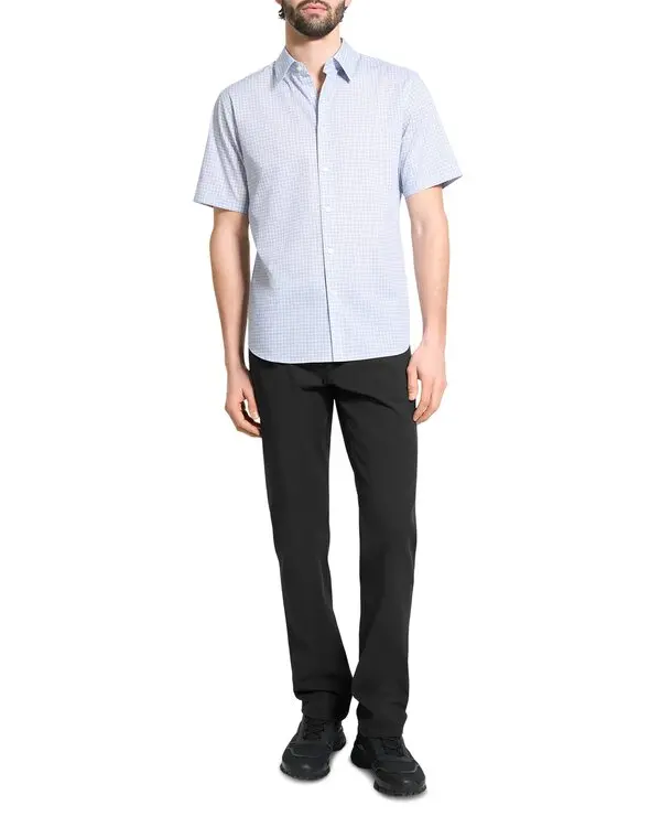Theory Irving Short Sleeve Mini Geo Relaxed Fit Button Down Shirt