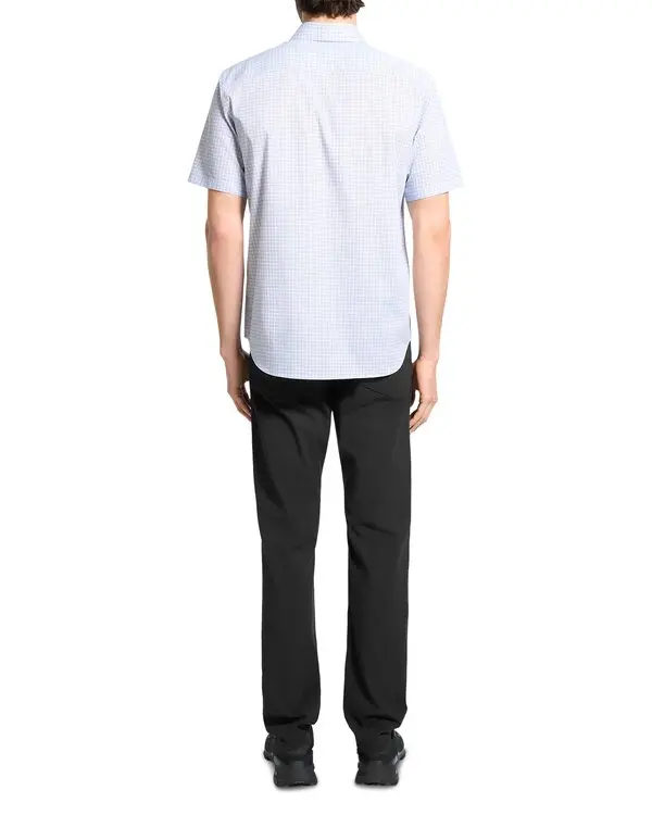 Theory Irving Short Sleeve Mini Geo Relaxed Fit Button Down Shirt