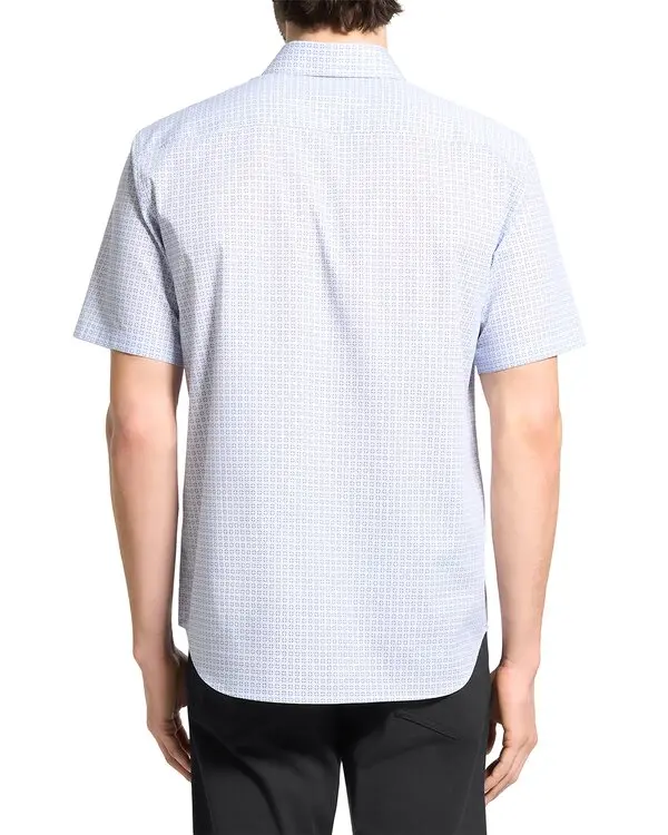 Theory Irving Short Sleeve Mini Geo Relaxed Fit Button Down Shirt