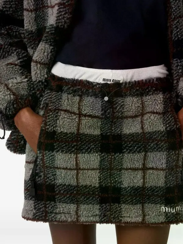 Miu Miu Checked Teddy Miniskirt