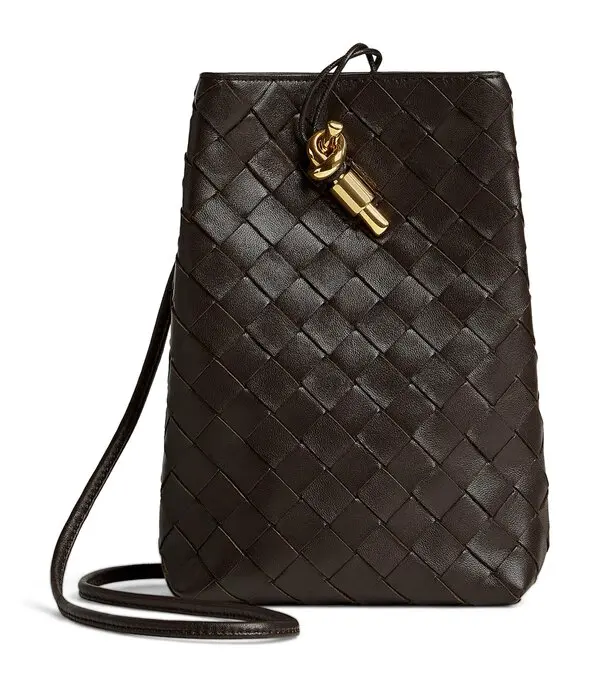 Bottega Veneta Leather Andiamo Phone Pouch - Brown