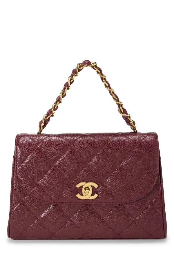 Chanel Quilted Caviar Handbag With Chain Strap
