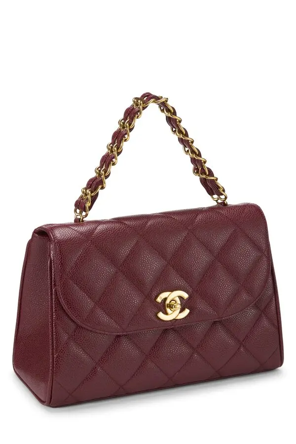 Chanel Quilted Caviar Handbag With Chain Strap