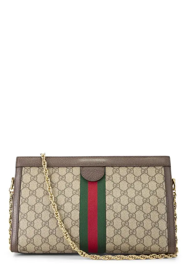 Gucci Gg Supreme Canvas Ophidia Shoulder Bag - Brown