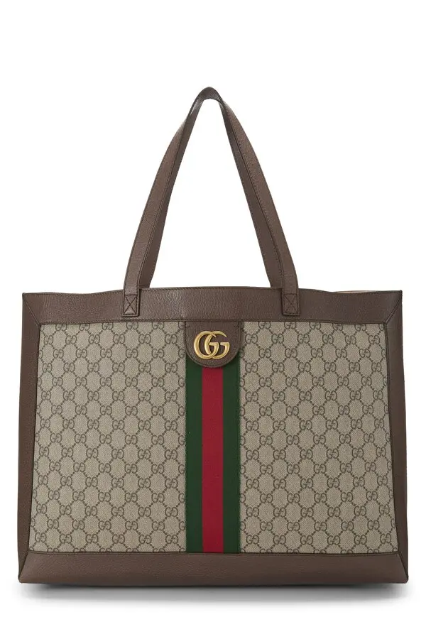 Gucci Gg Supreme Canvas Ophidia Tote - Brown