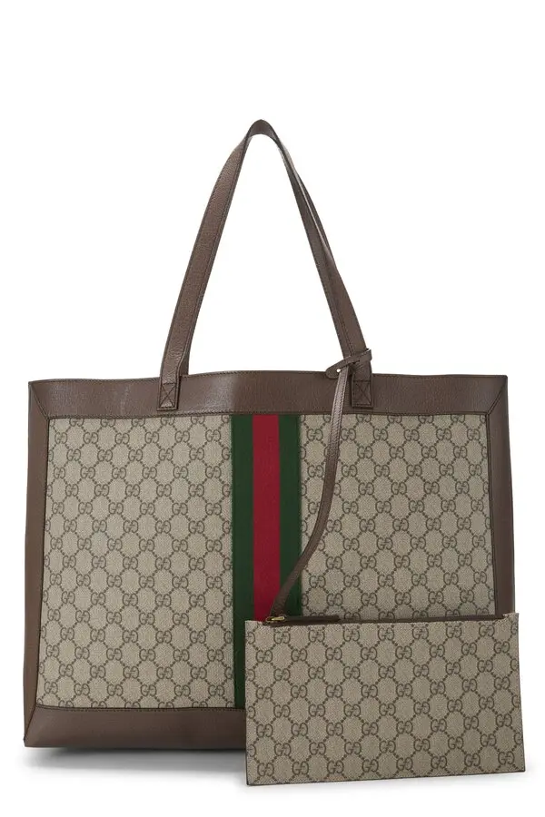 Gucci Gg Supreme Canvas Ophidia Tote - Brown
