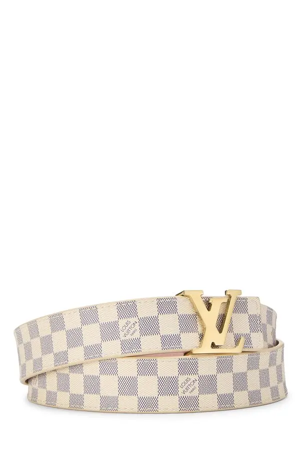 LOUIS VUITTON Damier Azur Initiales Reversible Ceinture 85 - White