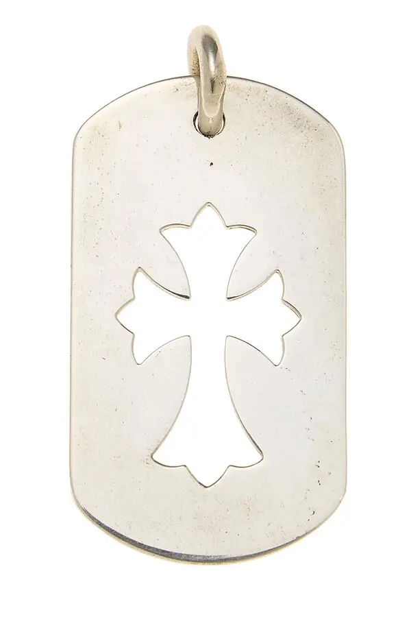 Chrome Hearts Sterling Cross Dog Tag Pendant - Silver