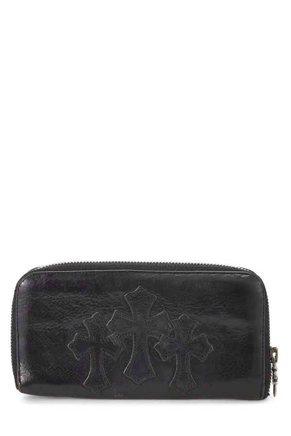 Chrome Hearts Cemetery Cross Zip Around Wallet - Black