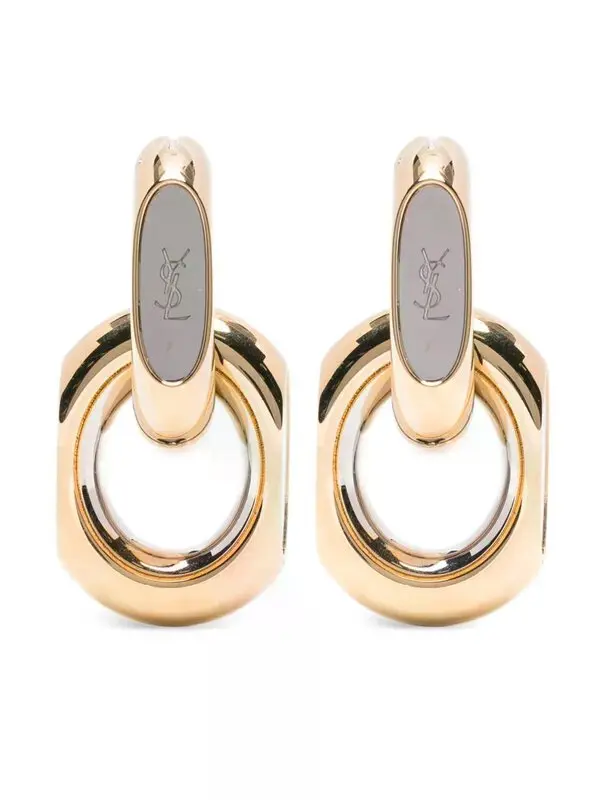 Saint Laurent Logo Earrings - Gold