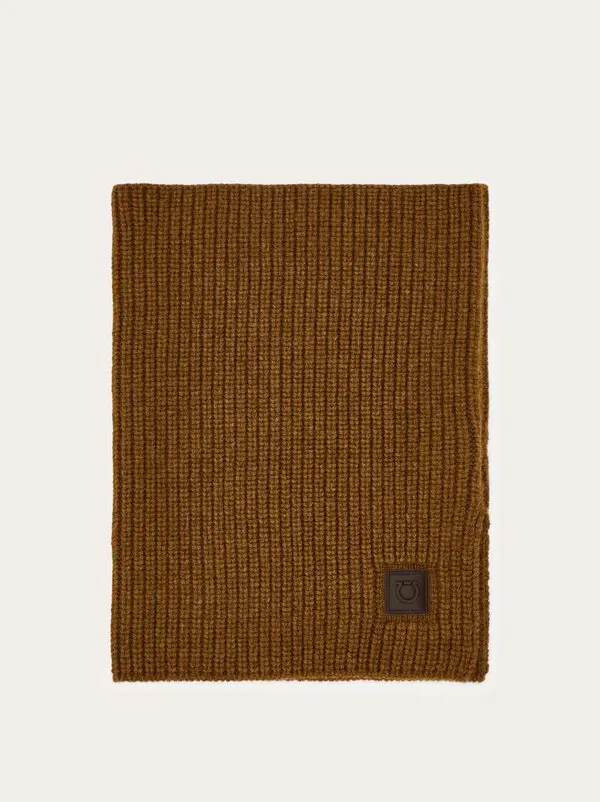 FERRAGAMO Ribbed Wool And Cashmere Collar - Brown