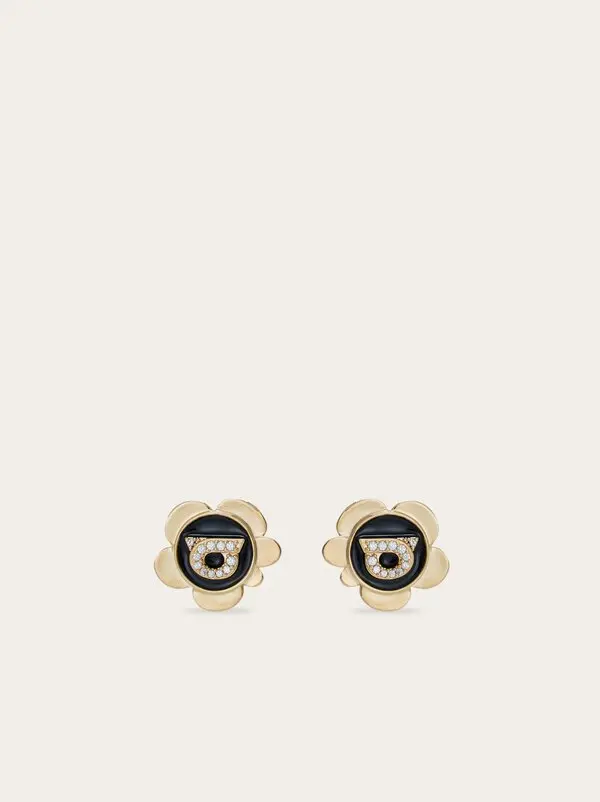 FERRAGAMO Gancini Charm Stud Earrings - Gold