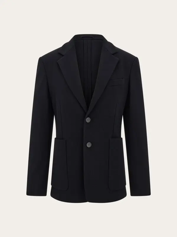 FERRAGAMO Single Breasted Jersey Blazer - Black