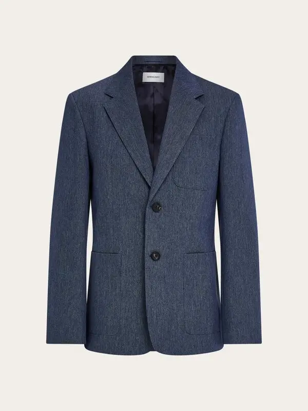 FERRAGAMO Single Breasted Denim Blazer - Blue