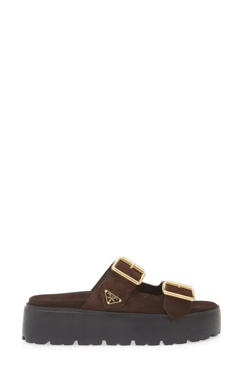 Prada Fussbett Flatform Slide Sandal - Moro