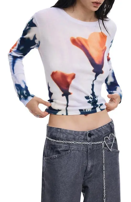 Desigual Printed Long Sleeve T-shirt - White