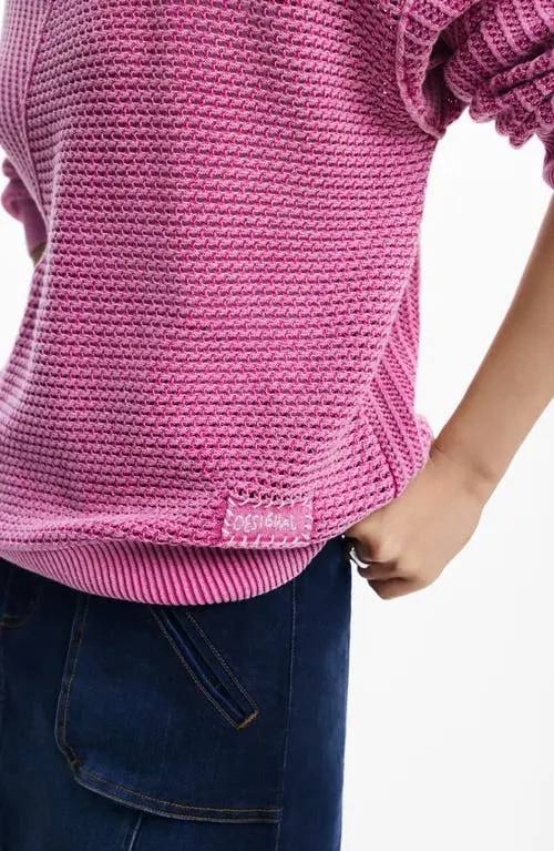 Desigual Cotton-blend Loose Knit Sweater - Pink