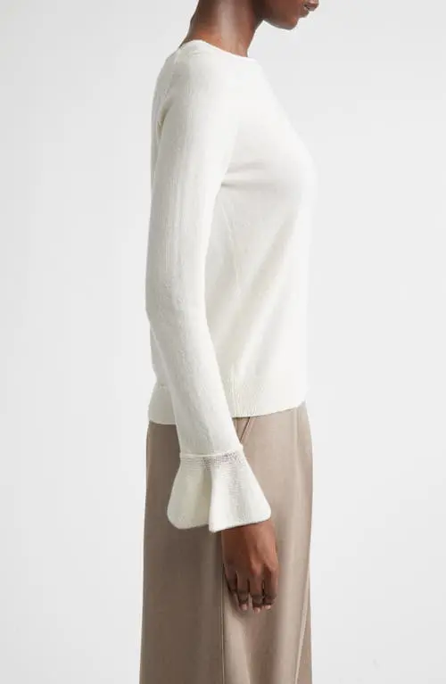 Lafayette 148 New York Cashmere Sweater With Ruffle Cuffs