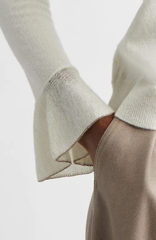 Lafayette 148 New York Cashmere Sweater With Ruffle Cuffs