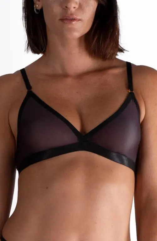 LECHERY® Lustrous Sheer Triangle Bralette - Black
