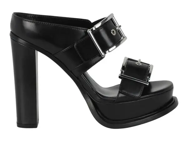 Alexander McQueen Boxcar Leather Sandals - Black/silver
