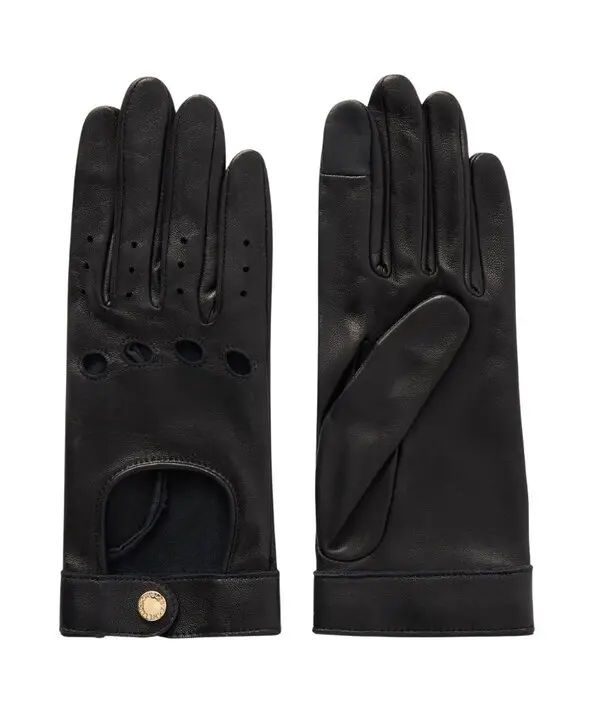 AGNELLE Leather Driving Gloves - Black
