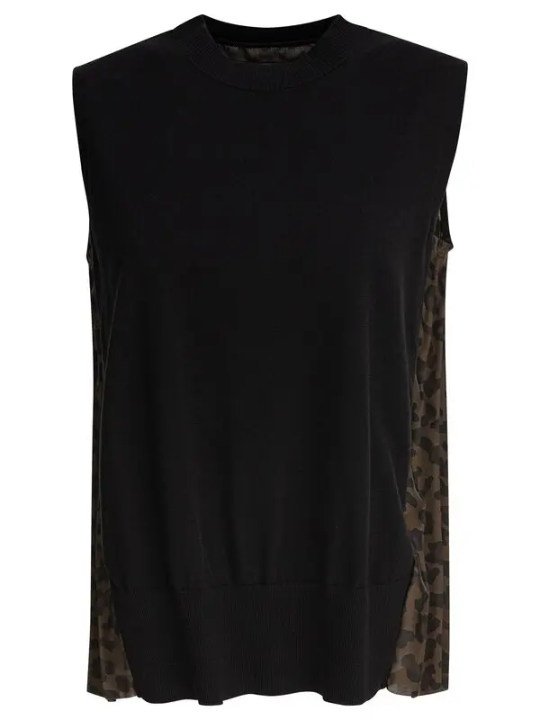 Sacai Leopard Print Pleated Top