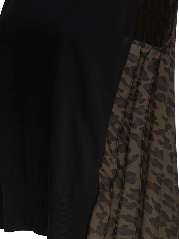 Sacai Leopard Print Pleated Top
