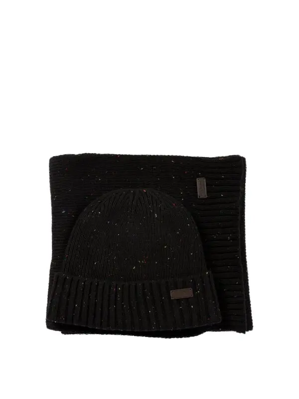 Barbour Carlton Fleck Cap And Scarf Set - Black