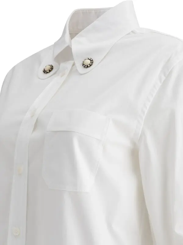 Valentino Garavani Cotton Poplin Shirt With Faux-crystal Buttons