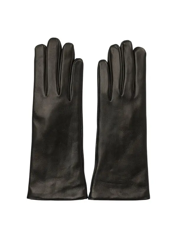 RESTELLI Leather Gloves With Cashmere Lining - Black