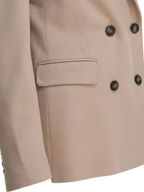 Tagliatore Cashmere Double-breasted Blazer - Beige
