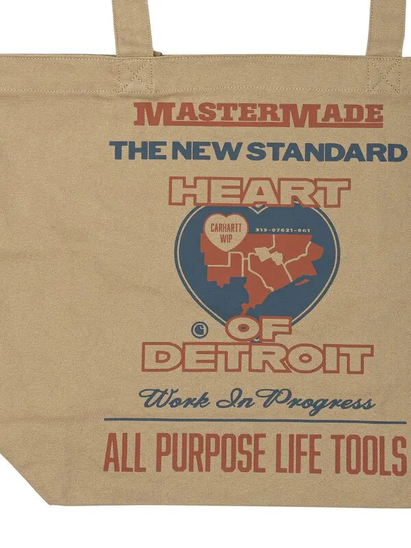Carhartt Work In Progress Canvas Graphic Tote Shoulder Bag - Brown
