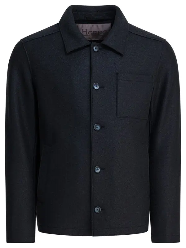 Herno Virgin Wool Overshirt Jacket - Blue