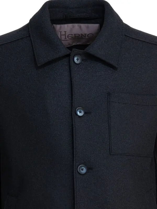 Herno Virgin Wool Overshirt Jacket - Blue