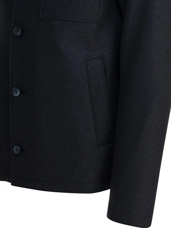 Herno Virgin Wool Overshirt Jacket - Blue