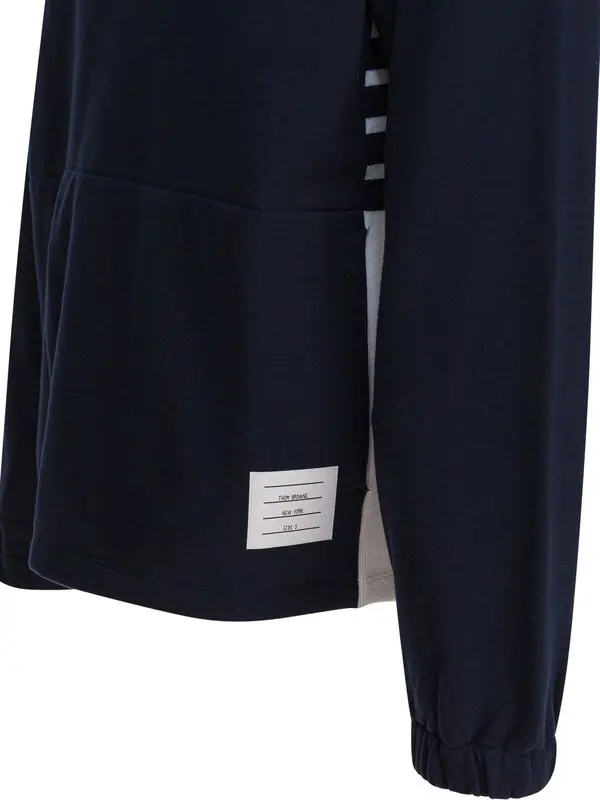 Thom Browne Cotton Half-zip Sweatshirt With Four Bar Detail - Blue