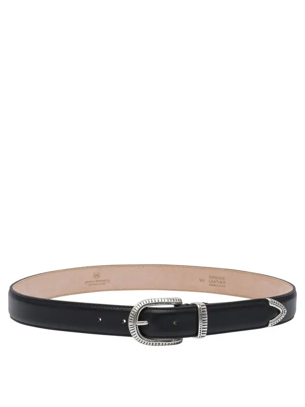 ADRIANO MENEGHETTI Sun' Leather Belt - Black