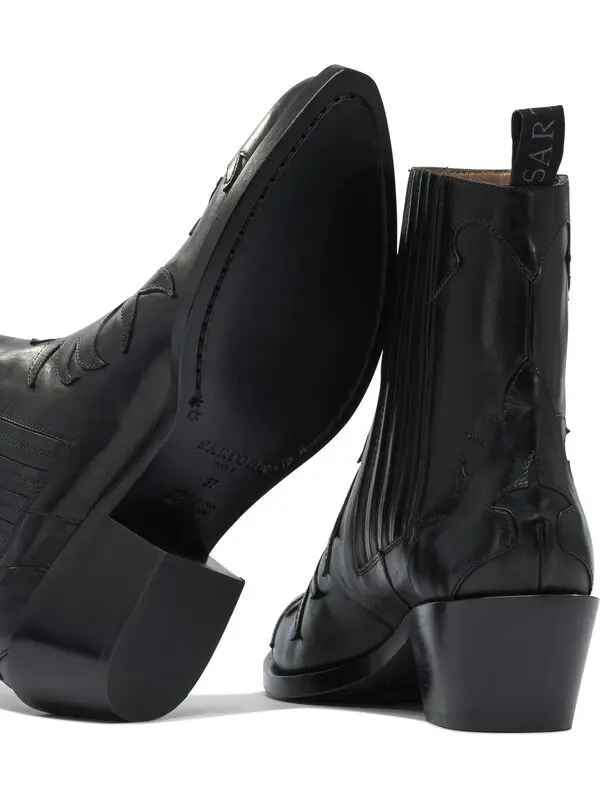 Sartore Leather Ankle Boots - Black