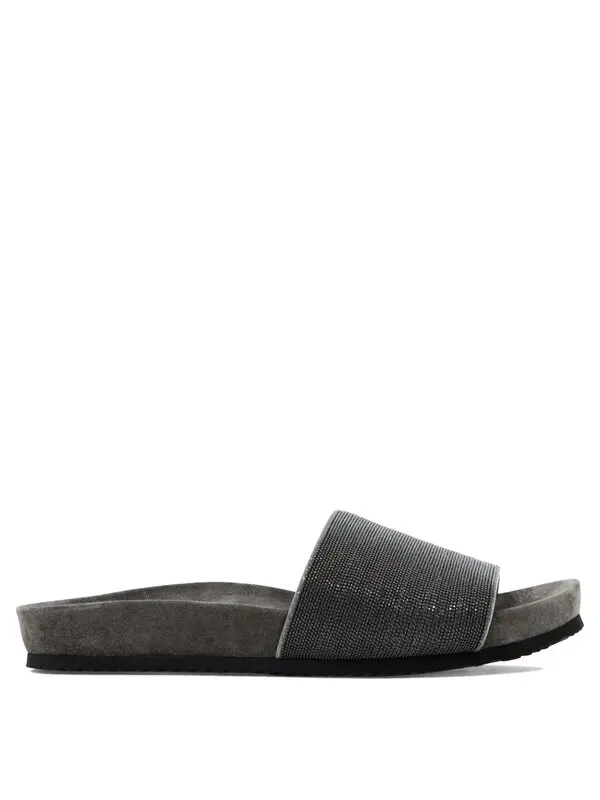 Brunello Cucinelli Suede 'precious' Slides