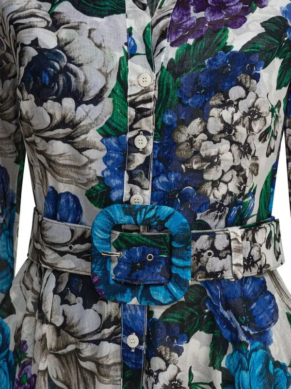 Samantha Sung Floral Print Shirtdress - Blue