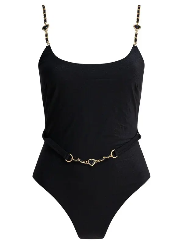 Zimmermann Daylight Chain Scoop Swimsuit - Black