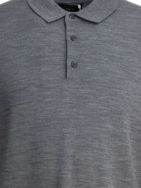 Vince Merino Wool Polo Shirt - Grey