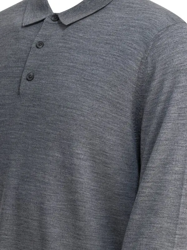 Vince Merino Wool Polo Shirt - Grey