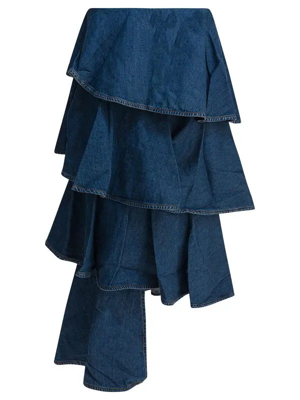 Alaïa Spiral Denim Skirt - Blue